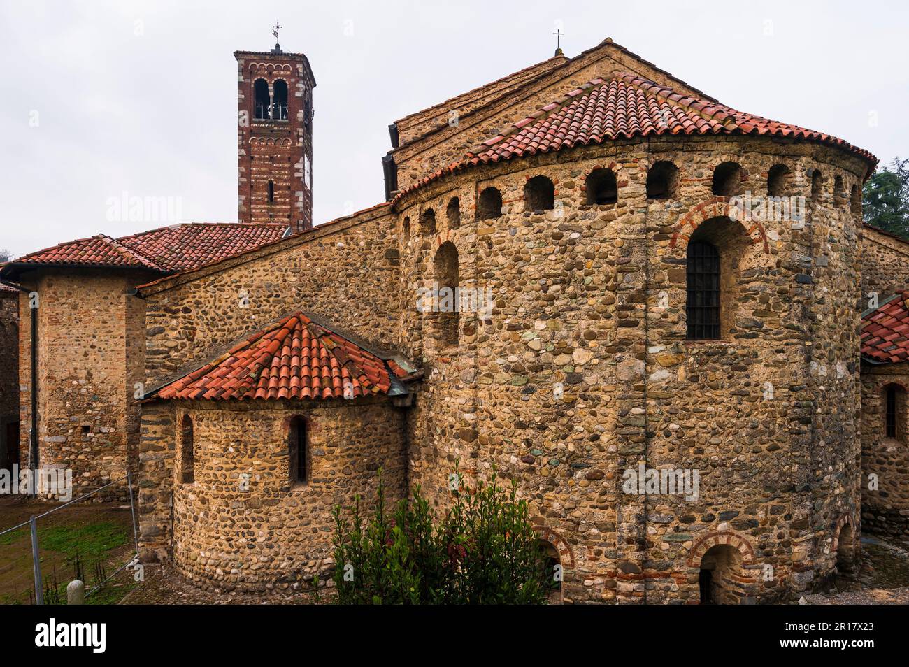 external views of the Saint Peter and Paul romanic Cathedral, Agliate ...