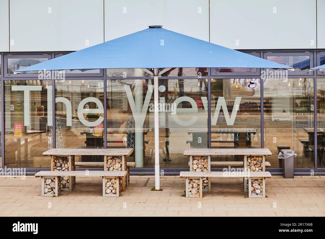 Modern architecture in a cafe, on the seafront in Teignmouth, Devon ...