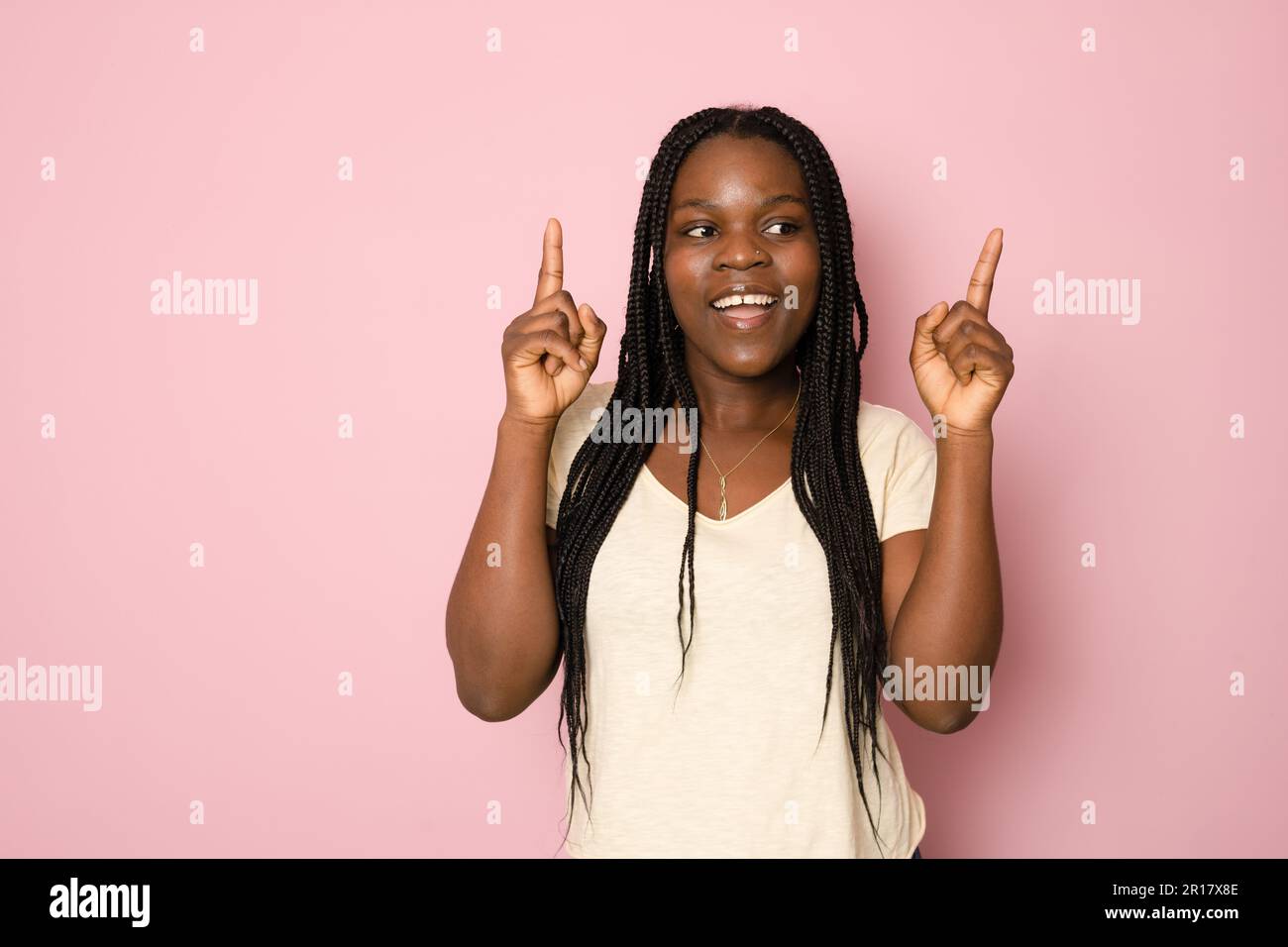Great Idea, Inspiration Concept. Portrait of excited young black lady ...