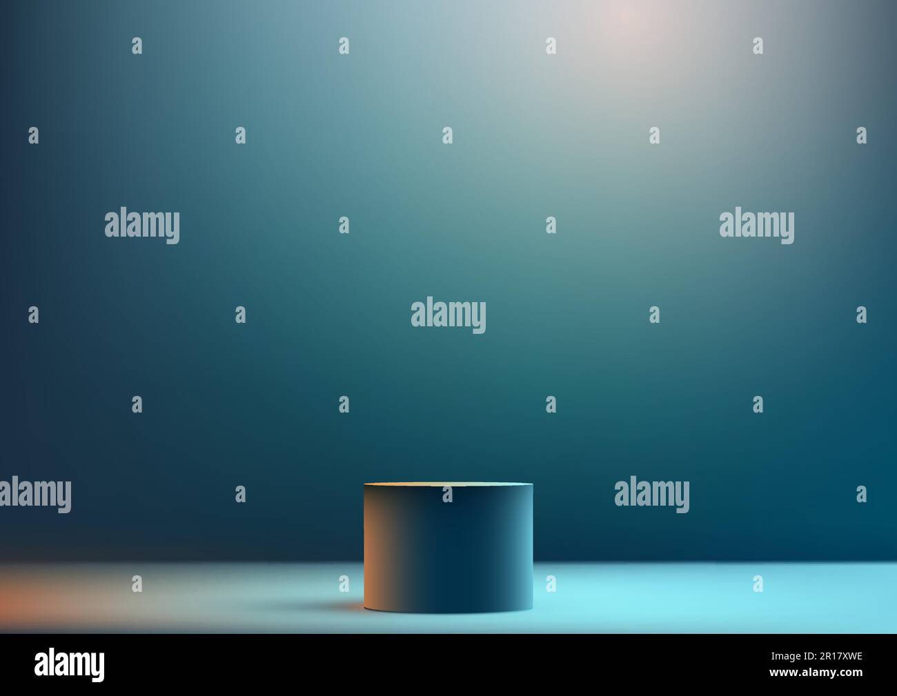 3D realistic mockup display empty blue podium platform display on ...