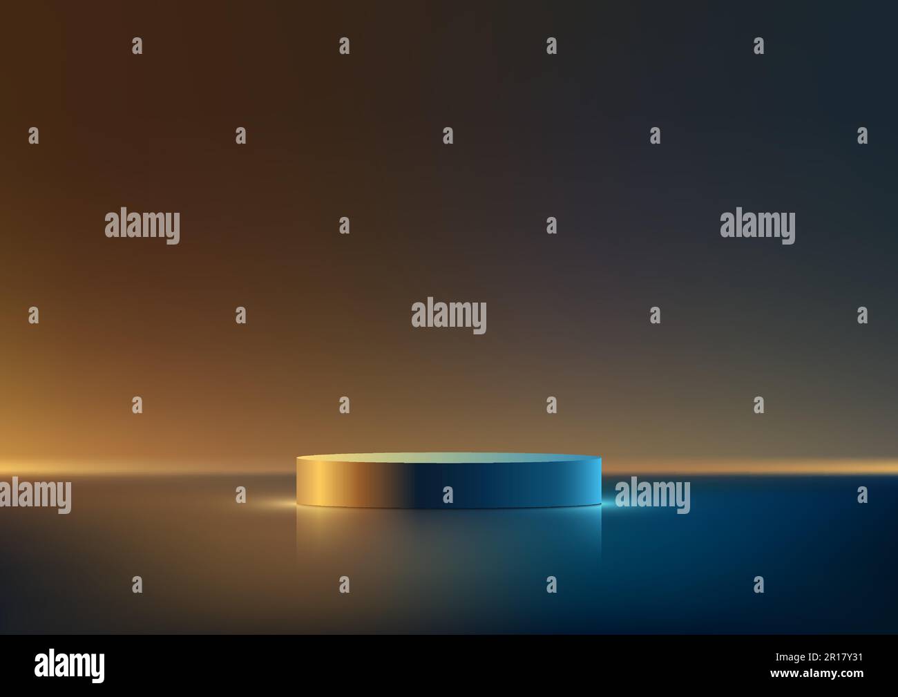 3D realistic mockup display empty blue podium platform display on ...