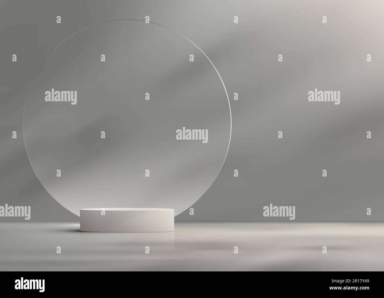 3D realistic minimal style empty white podium platform with transparent ...