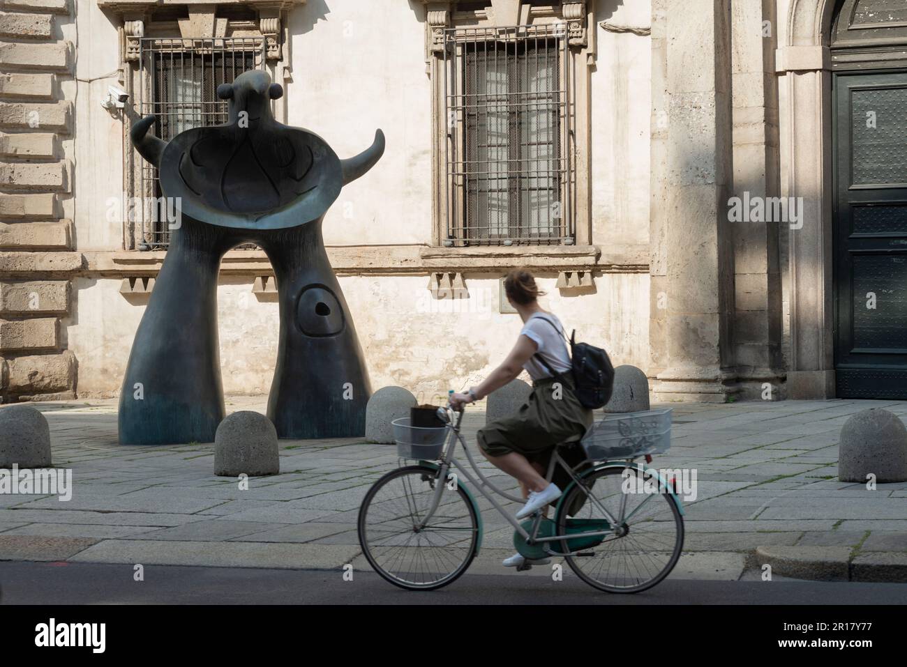 Italy, Lombardy, Milan, Via Senato Street, Sculpture Mère Ubu by Joan ...