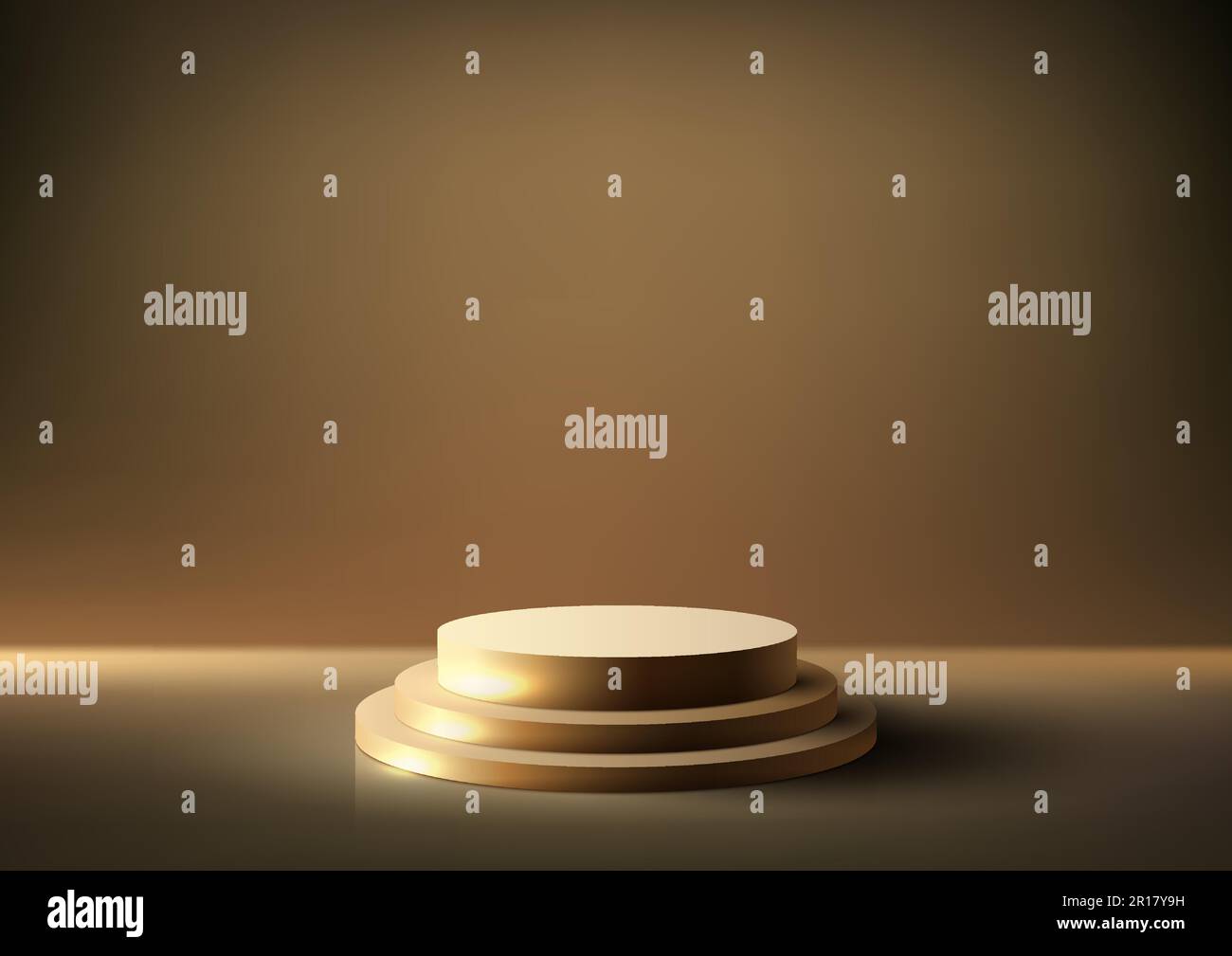 3D realistic luxury style golden podium stand steps levels on dark ...