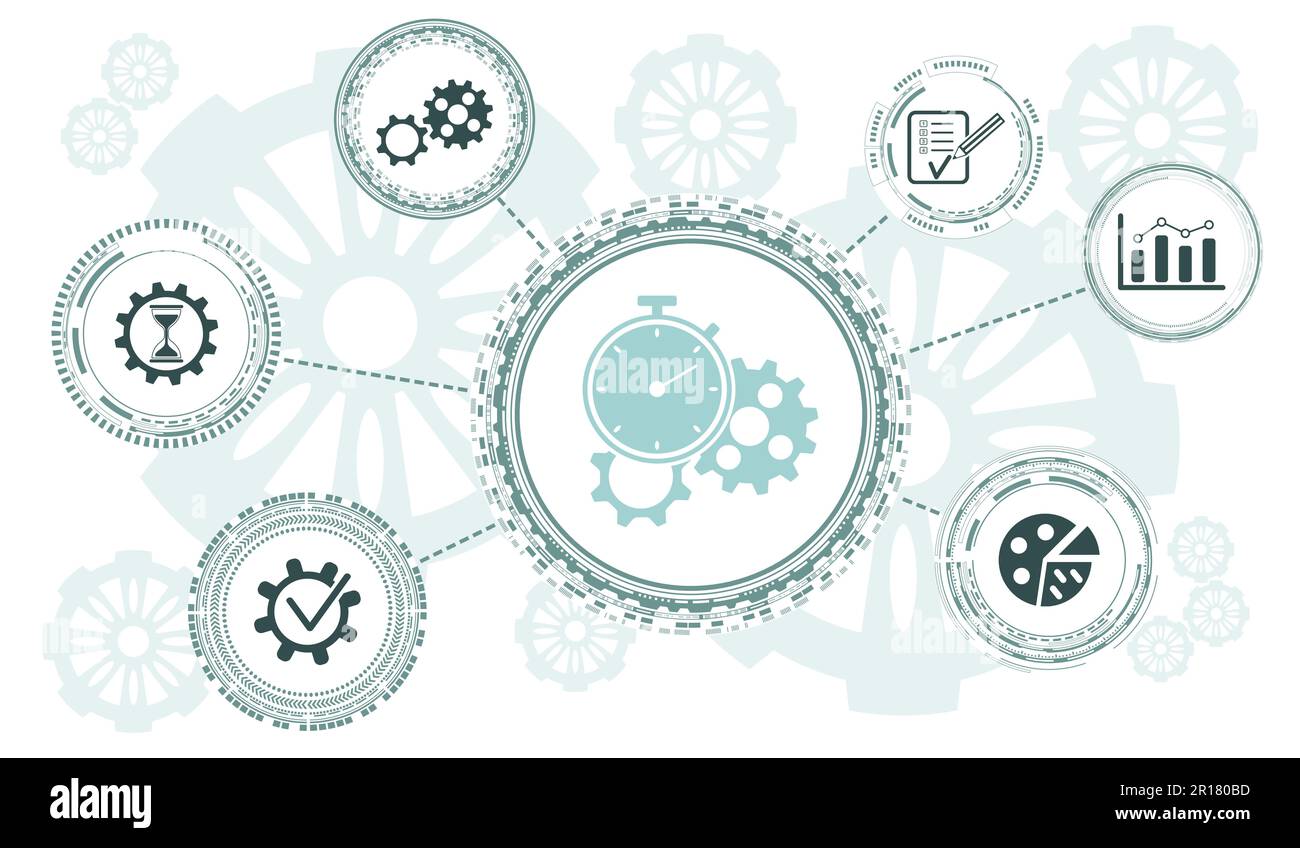 Concept of efficiency with connected icons Stock Photo - Alamy