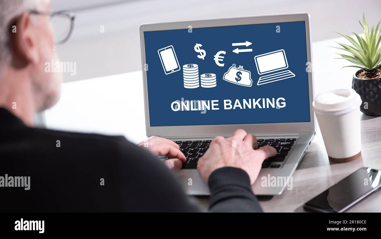 Laptop screen displaying an online banking concept Stock Photo - Alamy