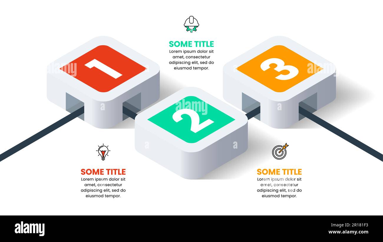 Infographic template with icons and 3 options or steps. Isometric ...