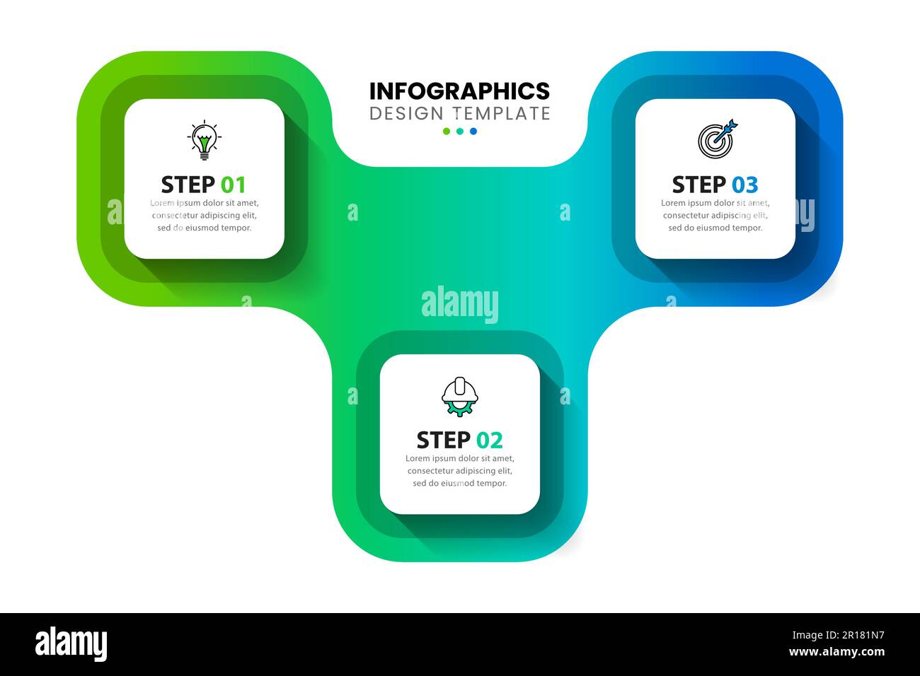 Infographic template with icons and 3 options or steps. Squares. Can be used for workflow layout ...