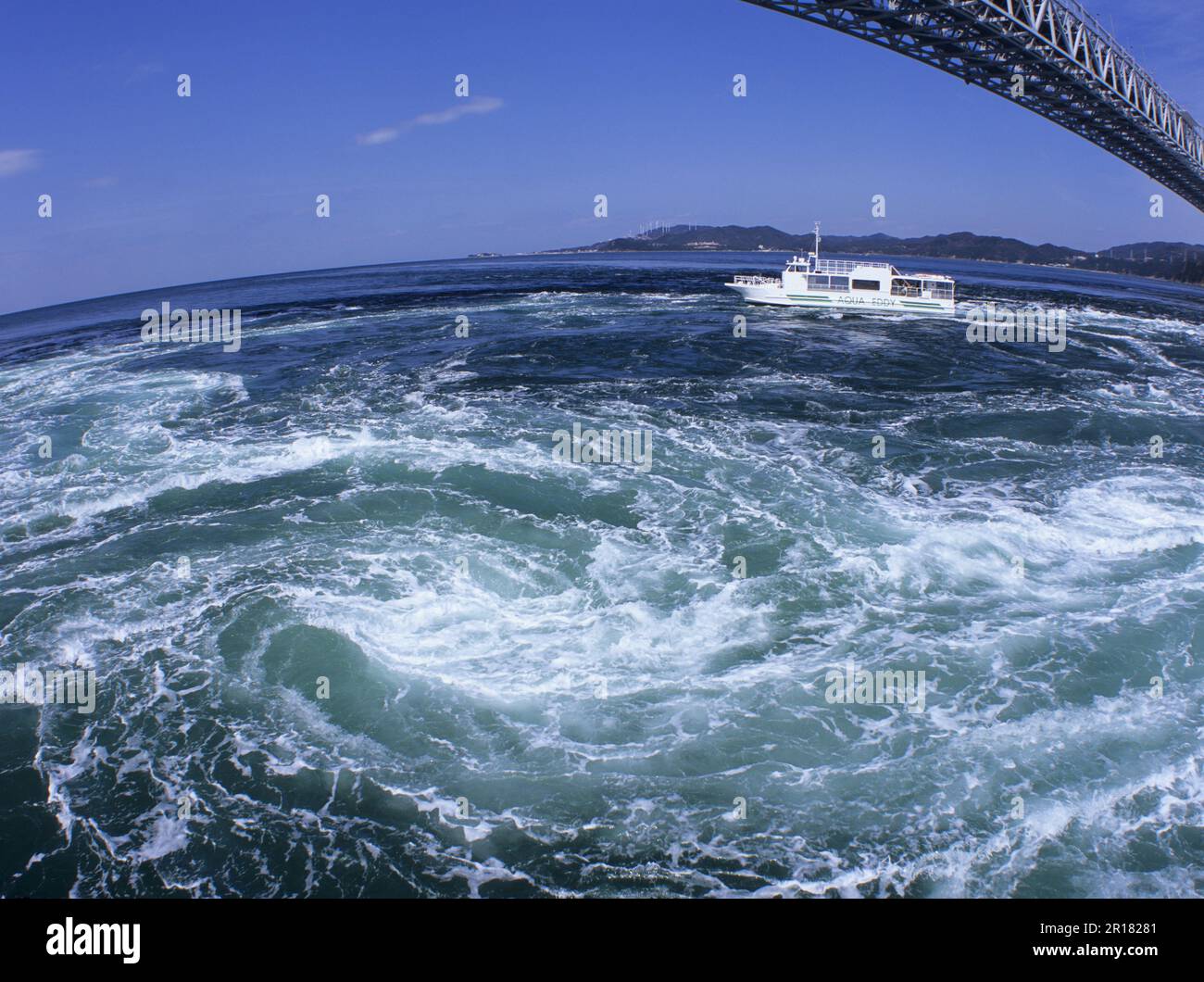Naruto whirlpools, tourist ship and ?naruto Bridge Stock Photo - Alamy