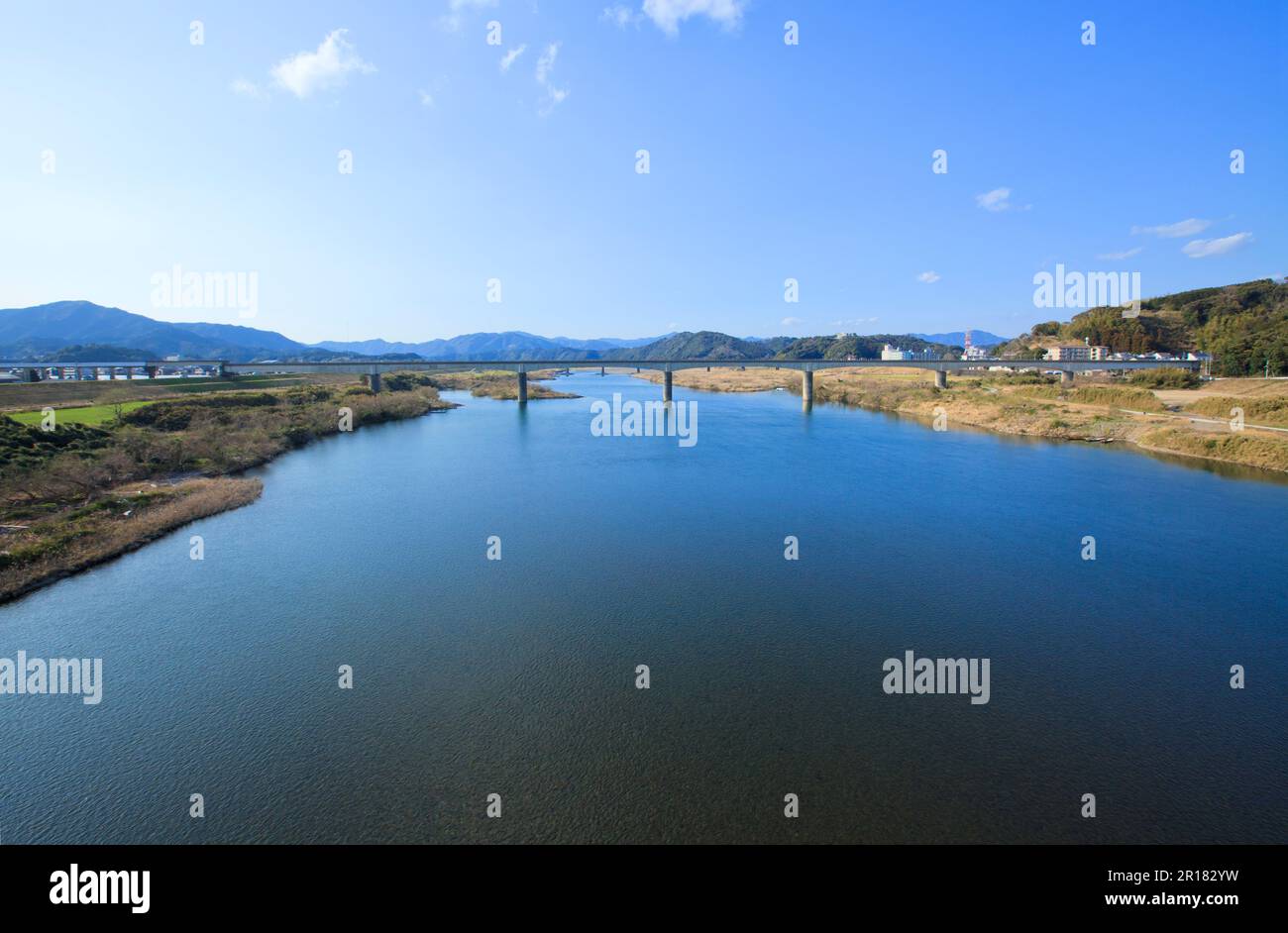 Shimanto city and Shimanto River riverbed Stock Photo - Alamy