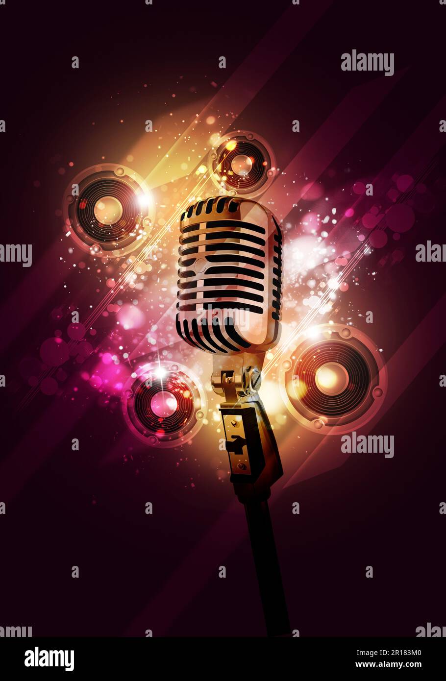 disco party sound retro microphone background for flyers and night club ...