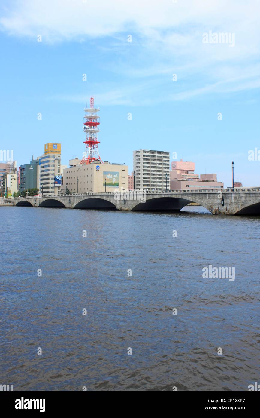 Shinano River and the Bandai bridge Stock Photo - Alamy