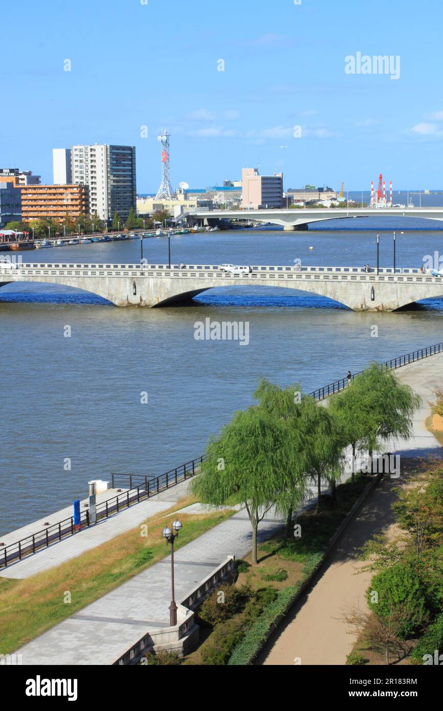 Shinano river and Bandai bridge Stock Photo - Alamy