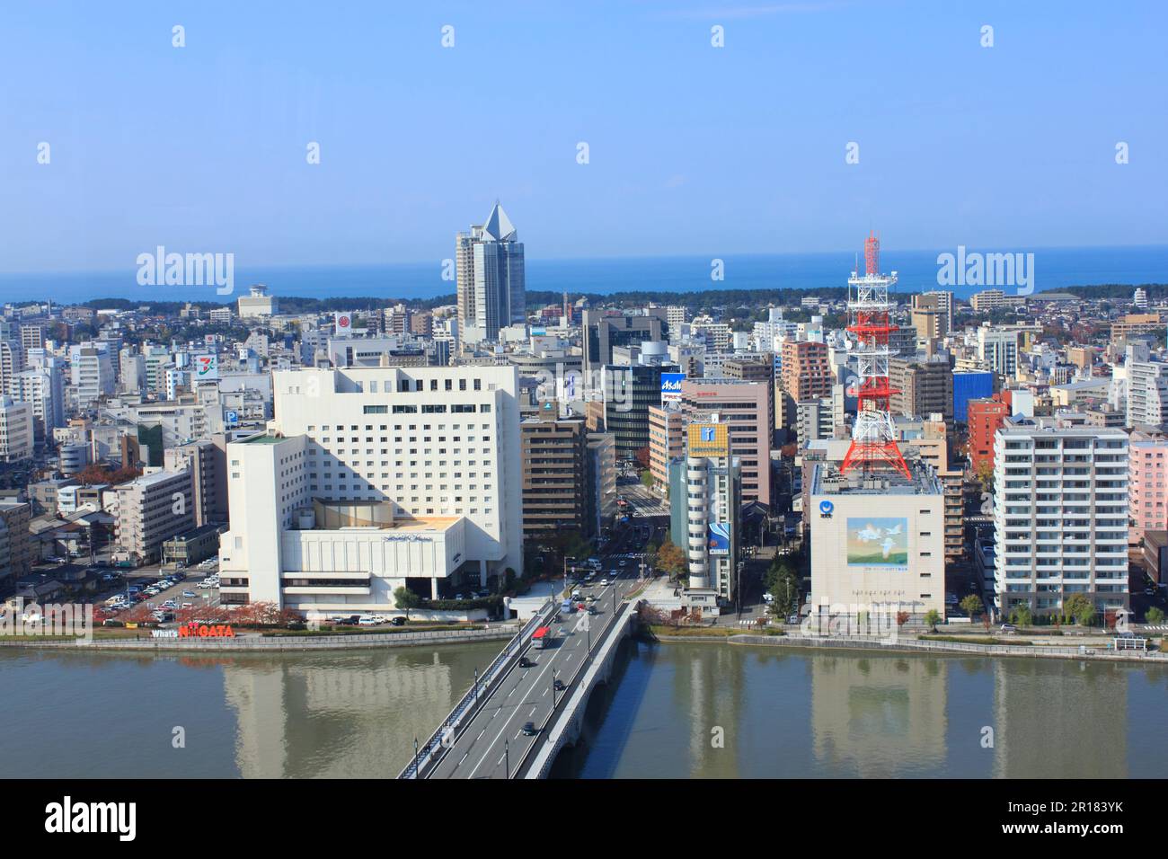 Bandai Bridge and city of Niigata Stock Photo - Alamy