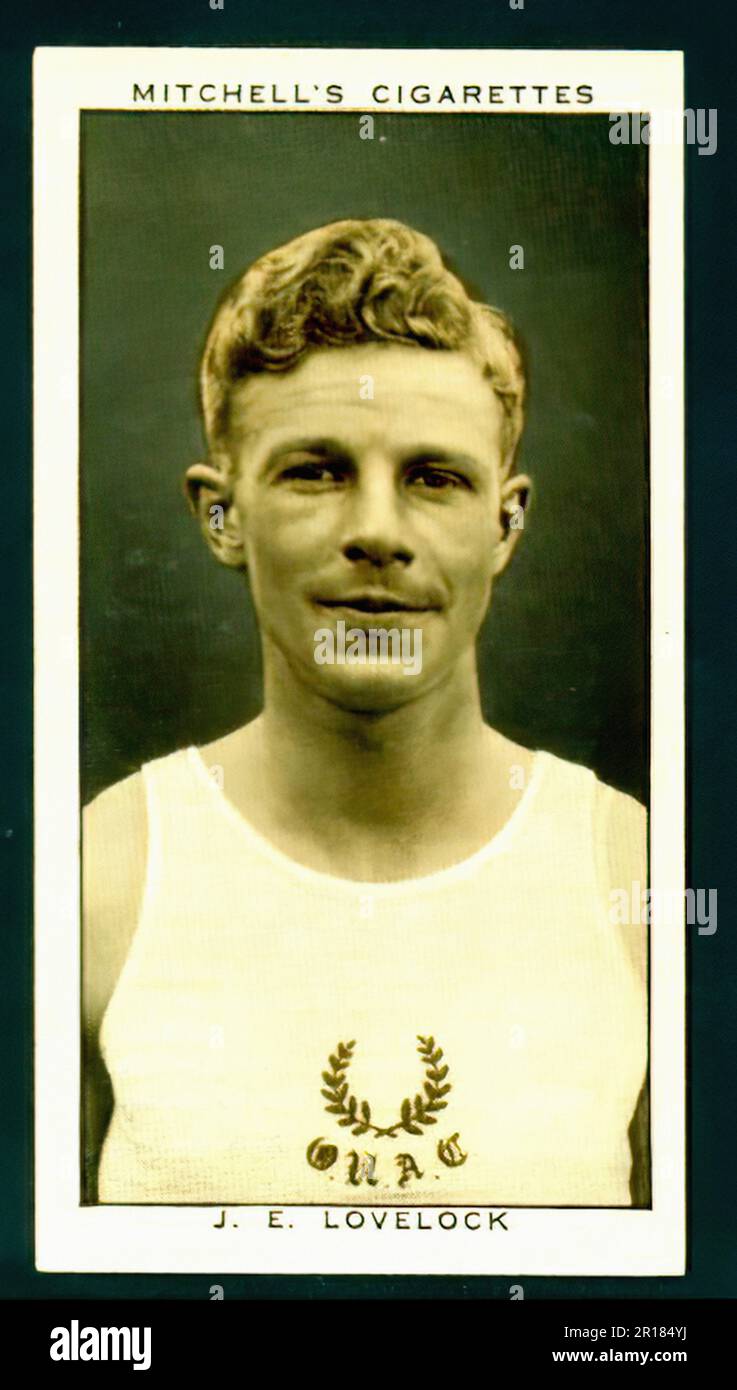 Athletics J.E.Lovelock - Vintage Cigarette Card Stock Photo - Alamy