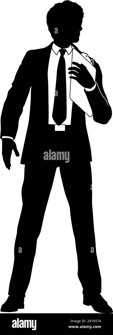 Business People Man With Clipboard Silhouette Stock Vector Image & Art ...