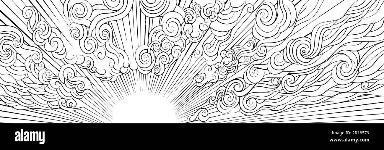 Sky Sunrise Sun Background Woodcut Engraved Etched Stock Vector Image ...