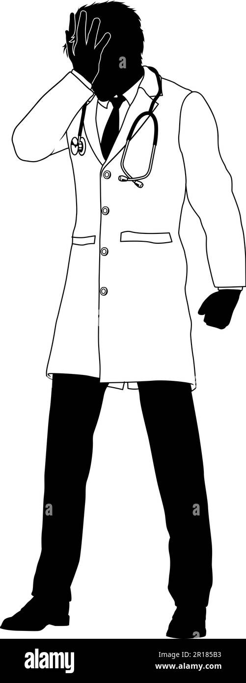 Doctor Man Medical Silhouette Healthcare Person Stock Vector Image ...