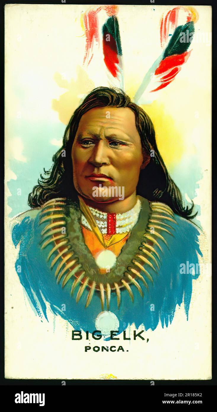 Indian Chief Big Elk - Vintage Cigarette Card Stock Photo - Alamy