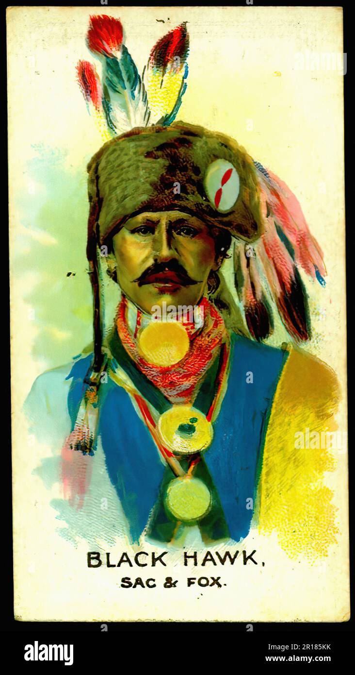 Indian Chief Black Hawk - Vintage Cigarette Card 02 Stock Photo - Alamy