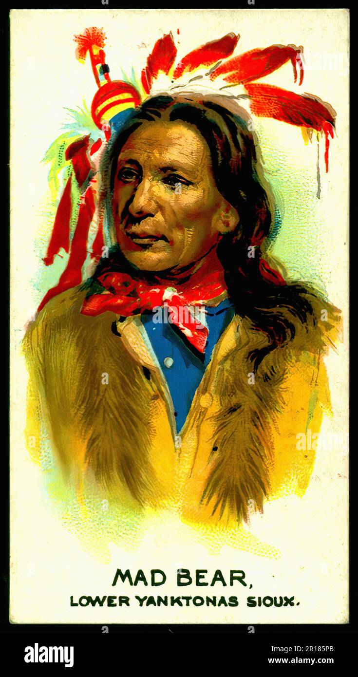 Indian Chief Mad Bear - Vintage Cigarette Card Stock Photo - Alamy