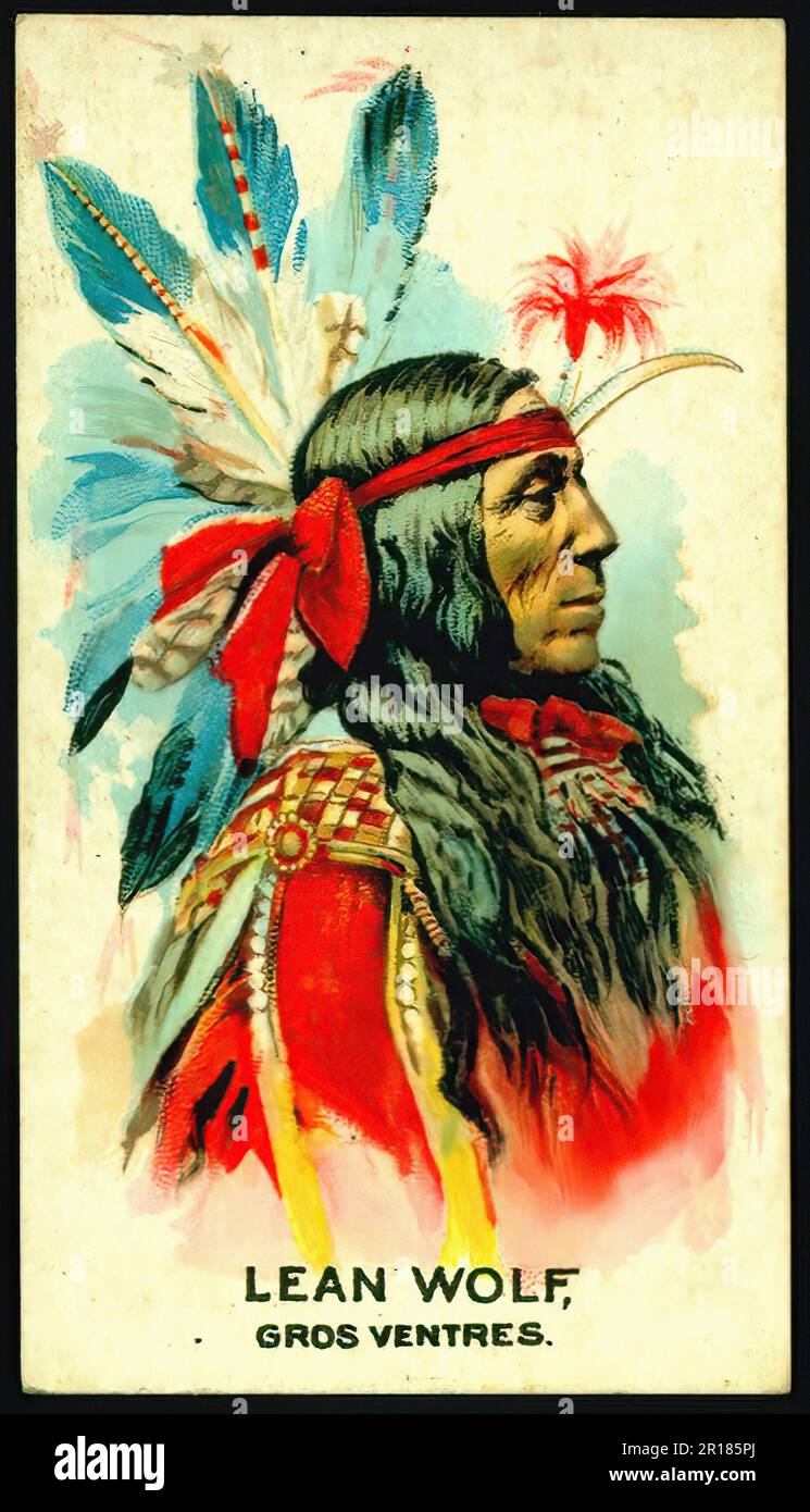 Indian Chief Lean Wolf - Vintage Cigarette Card Stock Photo - Alamy