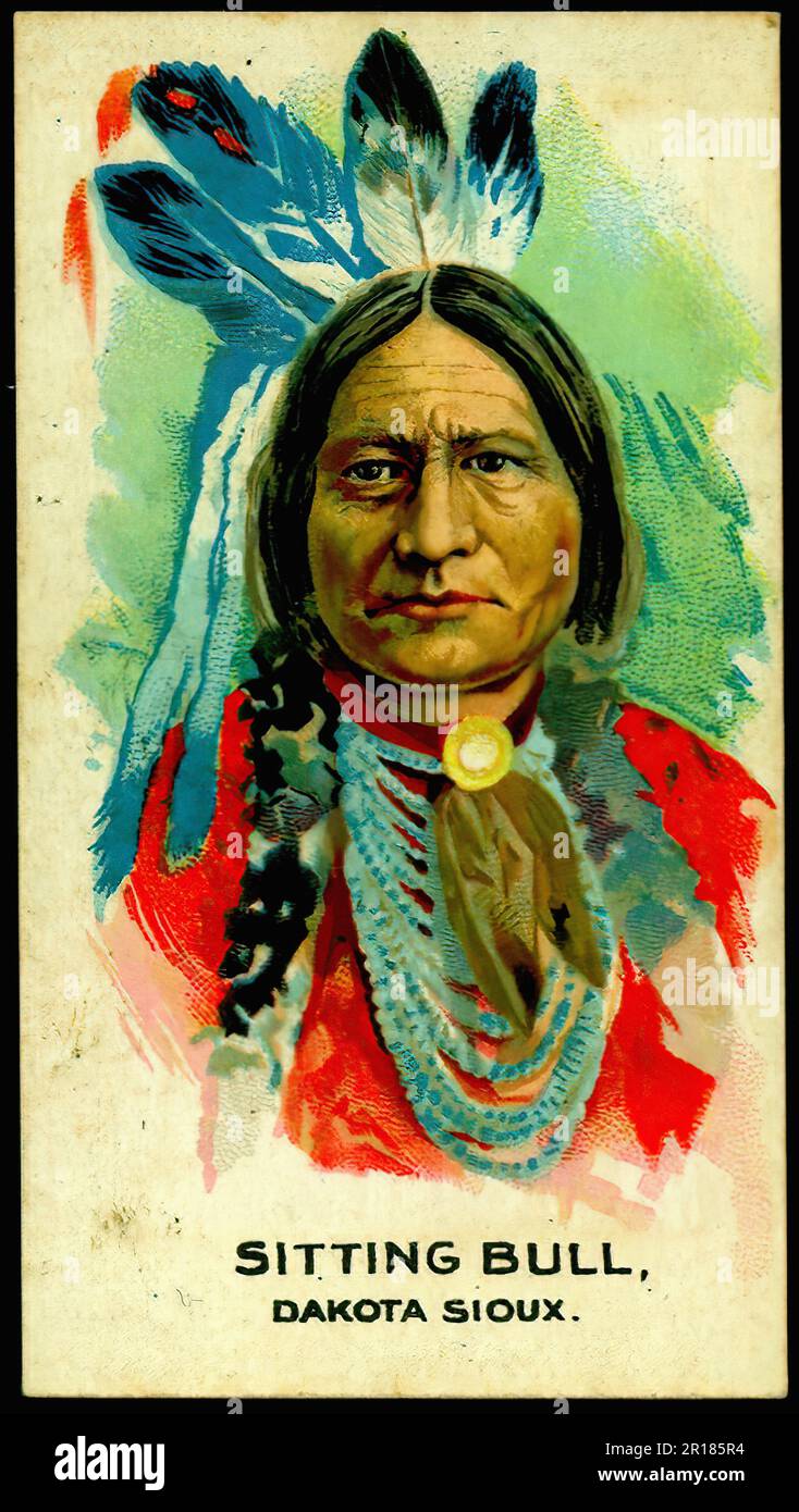Indian Chief Sitting Bull - Vintage Cigarette Card Stock Photo - Alamy