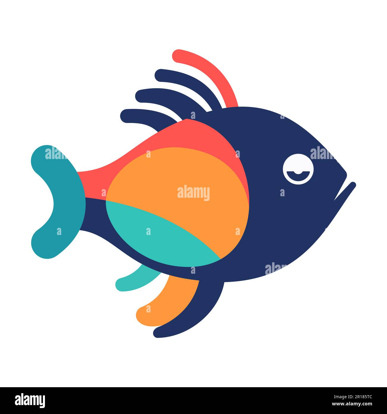 Fish sign. Color fish icon on white background. Abstract fish icon ...