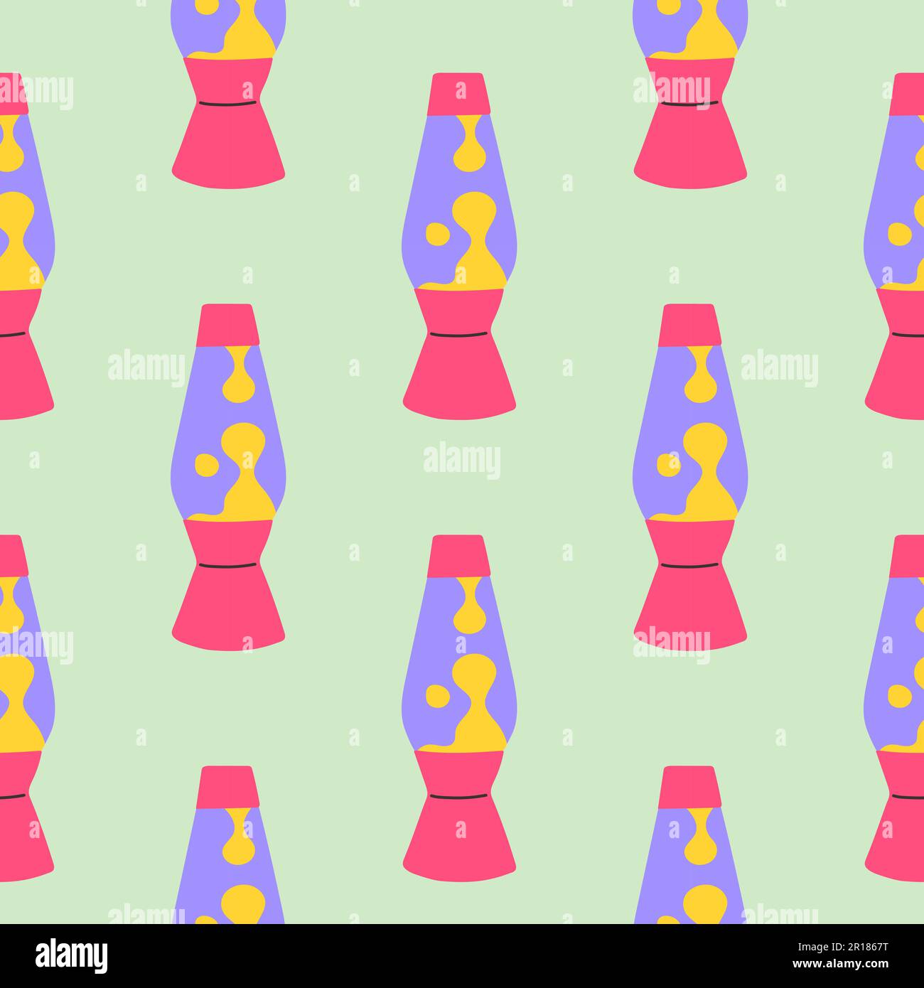 90s seamless pattern with lava lamp. Vector background in cartoon 80s ...