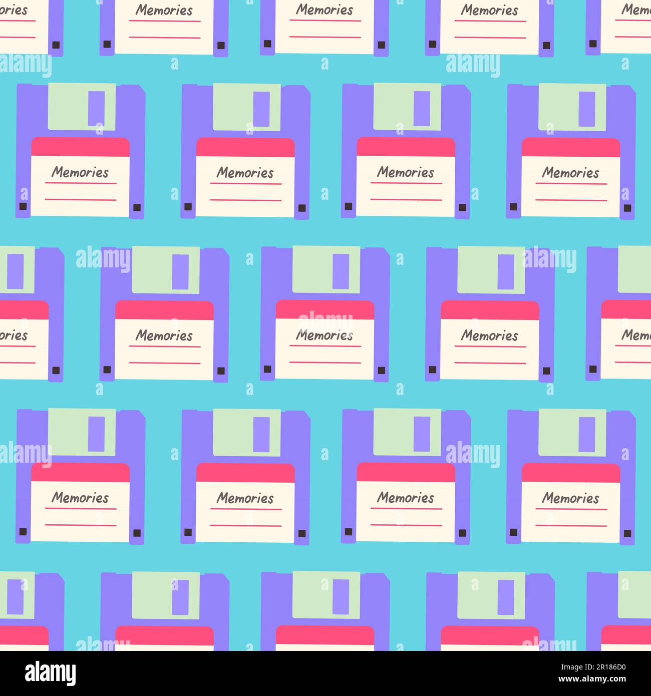 90s seamless pattern with floppy disk. Vector background in cartoon 80s ...