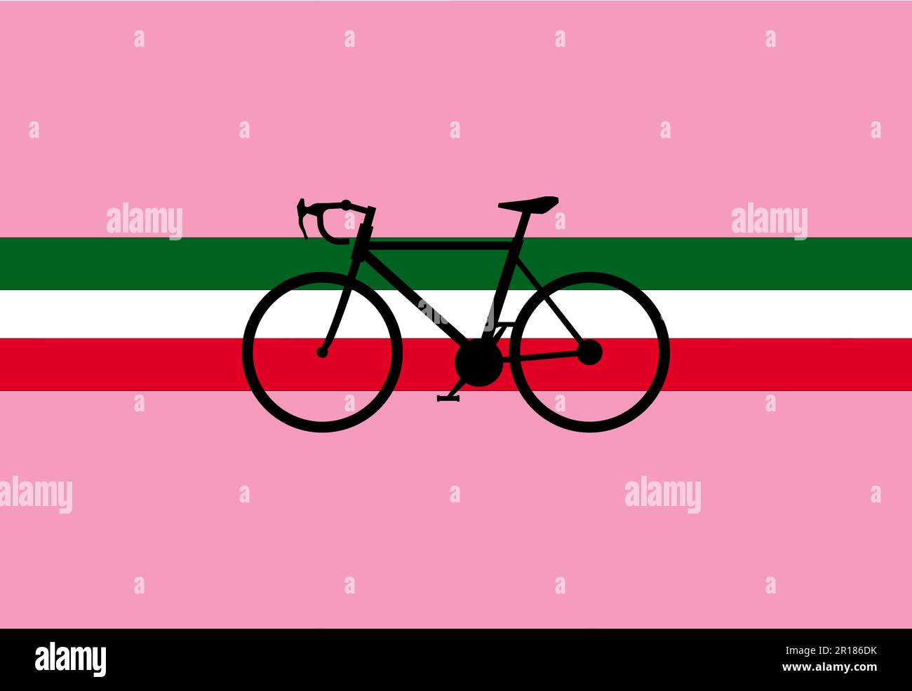 Giro d'Italia, bicycles in silhouette with the Italian tricolor ...