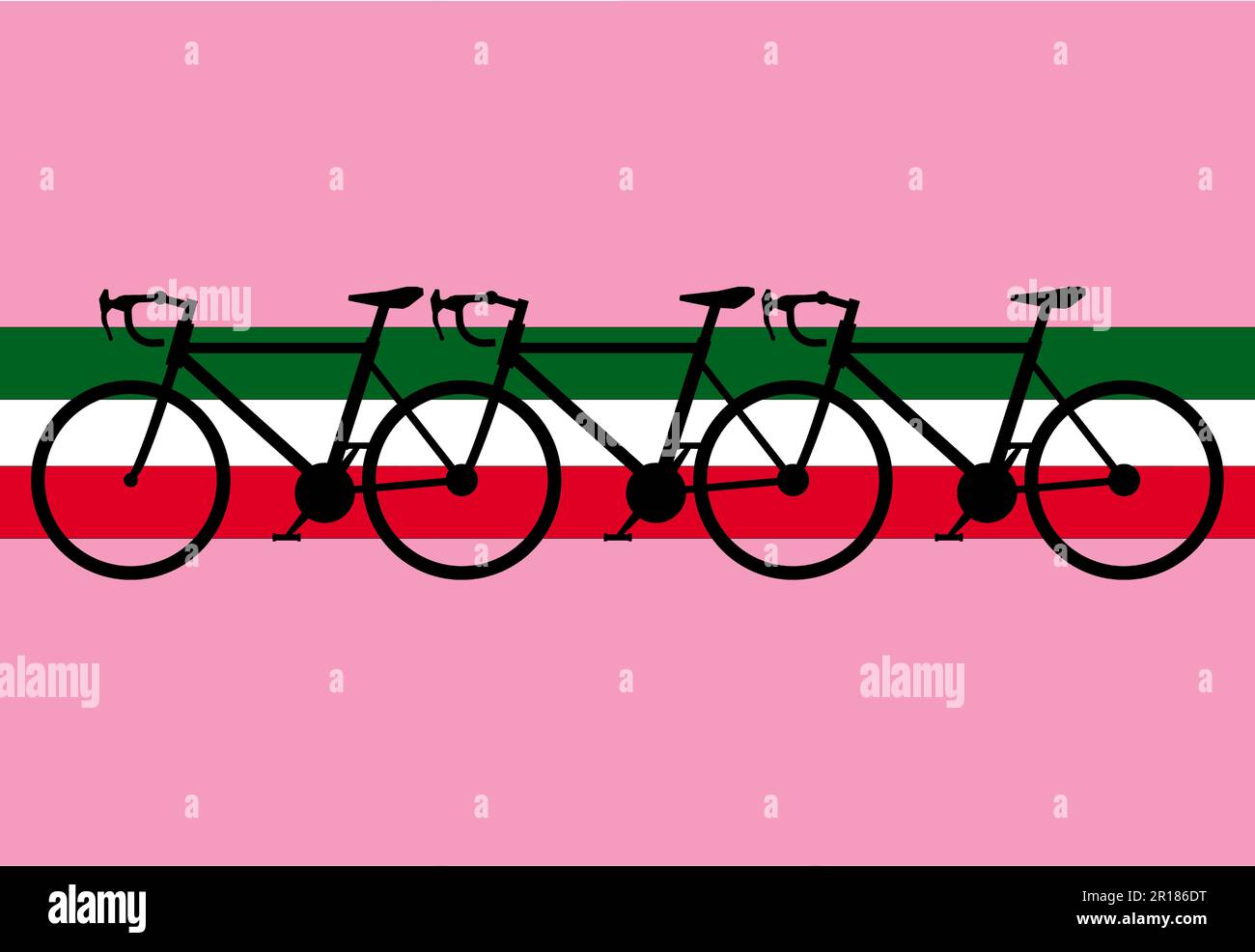 Giro d'Italia, bicycles in silhouette with the Italian tricolor ...