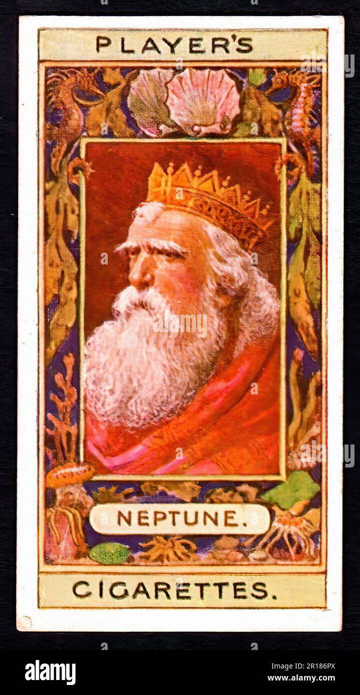 Neptune God of the Sea - Vintage Cigarette Card Stock Photo - Alamy