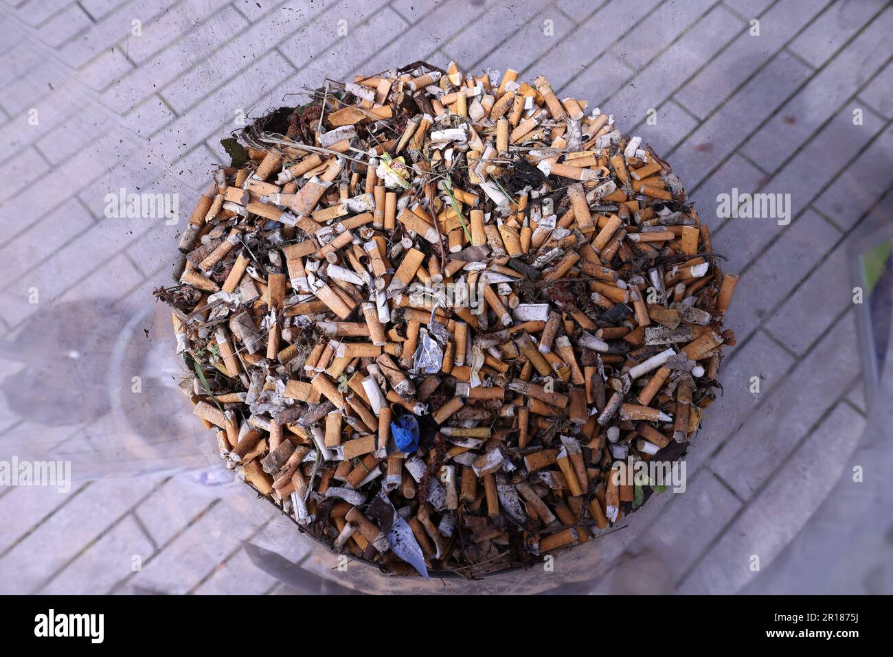 Duesseldorf, Germany. 12th May, 2023. Cigarette butts are stored in a ...