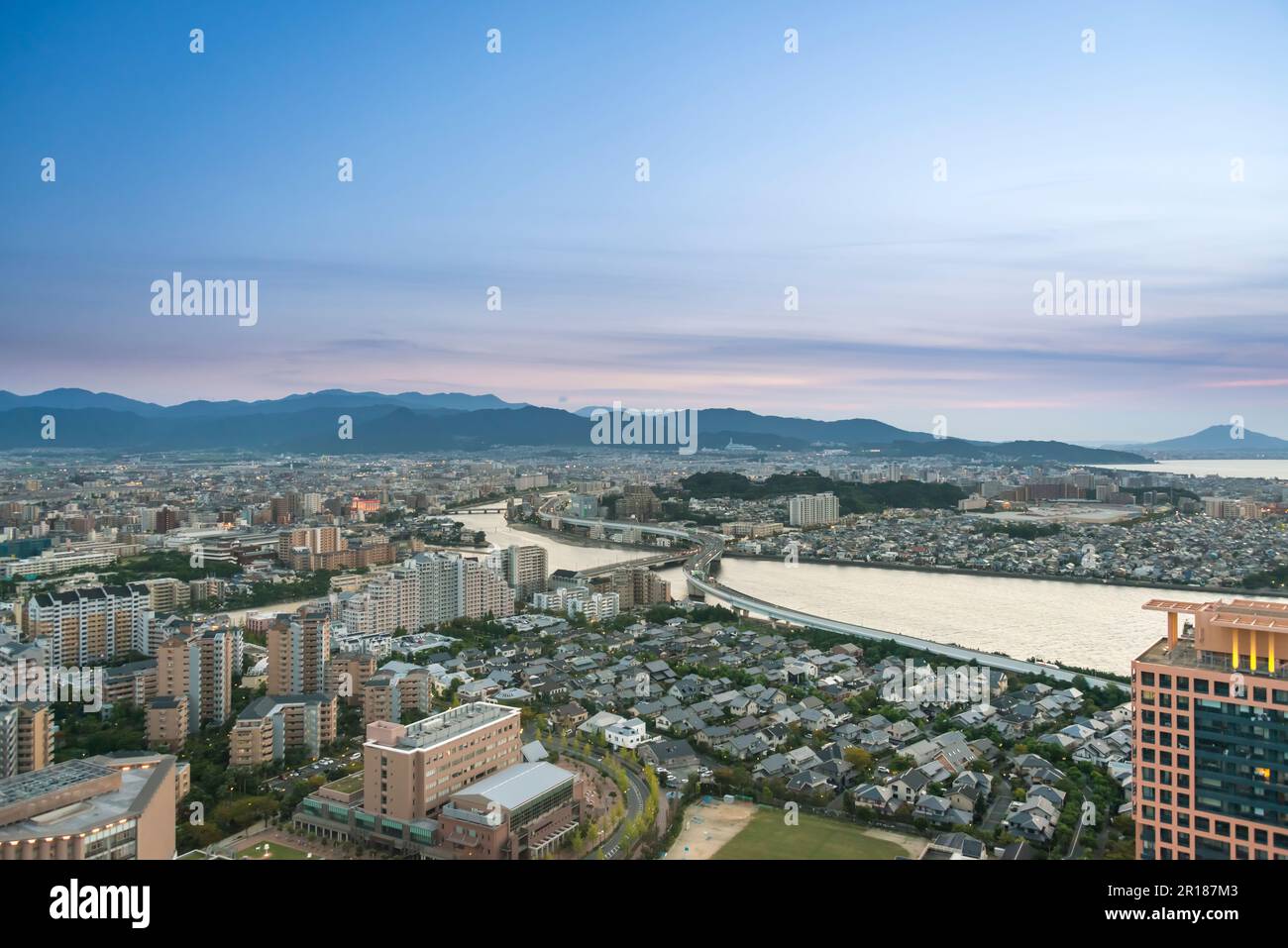 Fukuoka street view (the southwest direction of from the Fukuoka tower ...