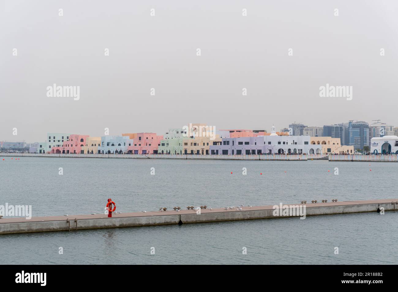 The view of Mina District Corniche in Old Doha Port, Qatar Stock Photo ...