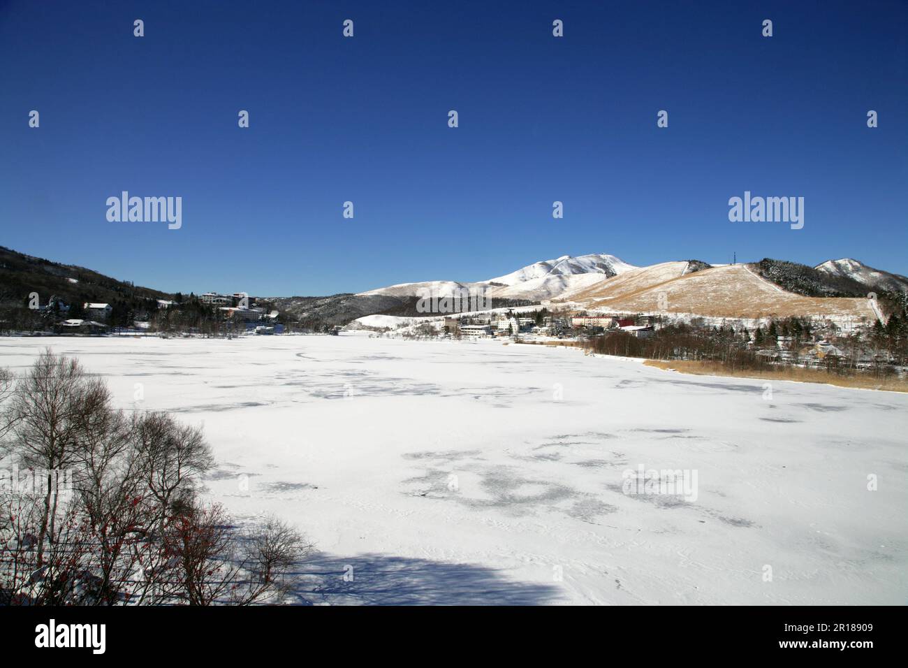 Shirakaba lake and Kuruyama during winter Stock Photo - Alamy
