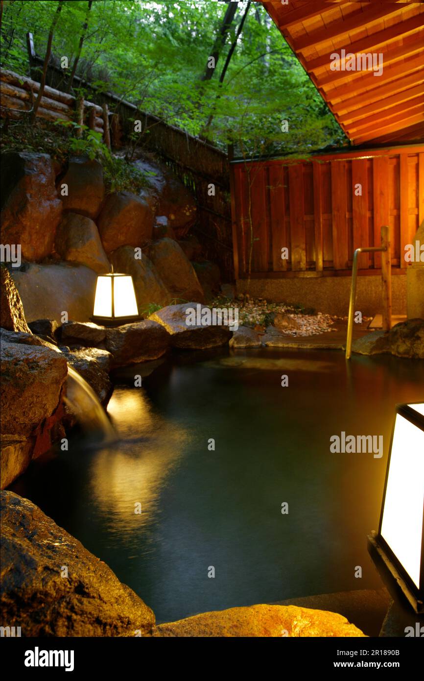 Fresh green of open air bath Stock Photo - Alamy