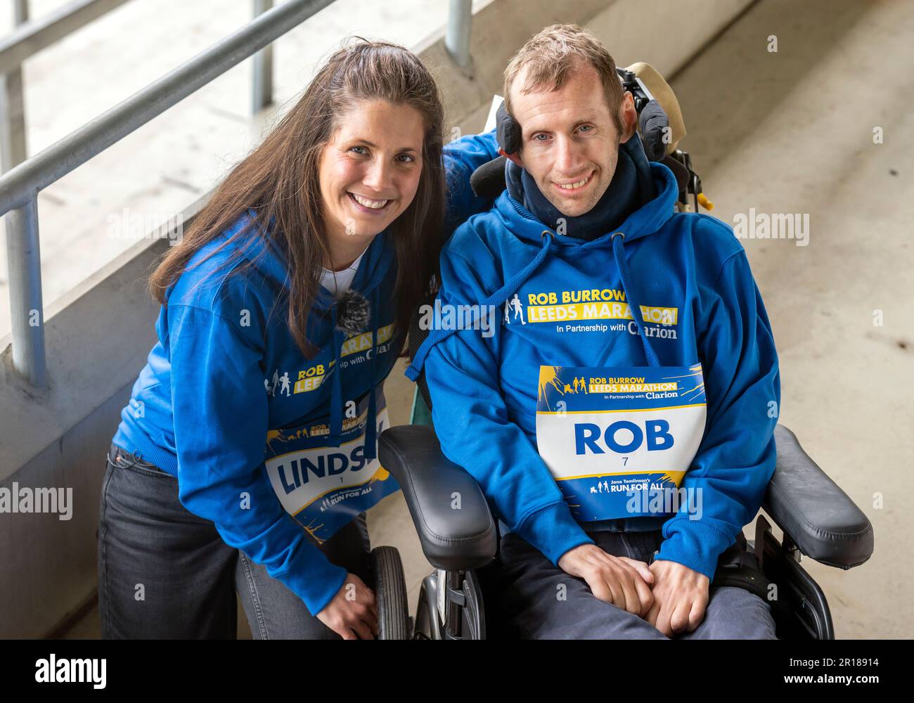 Rob Burrow and his wife Lindsey Burrow during a media day held at ...