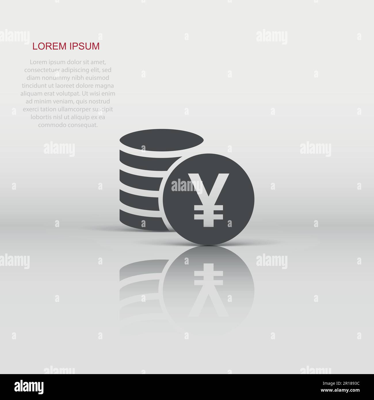 Yen, yuan money currency vector icon in flat style. Yen coin symbol illustration on white ...