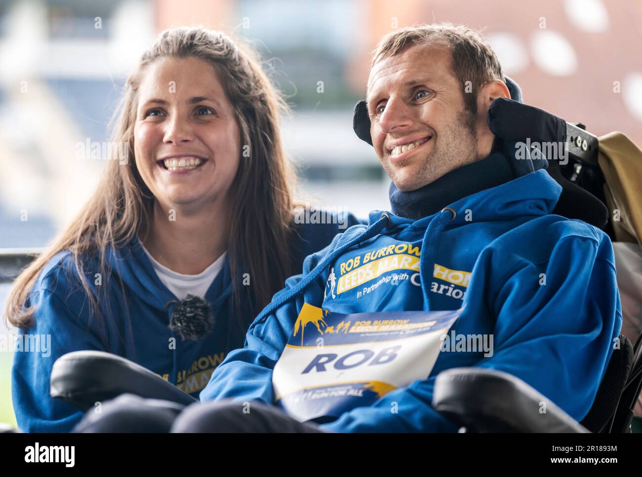 Rob Burrow and his wife Lindsey Burrow during a media day held at ...