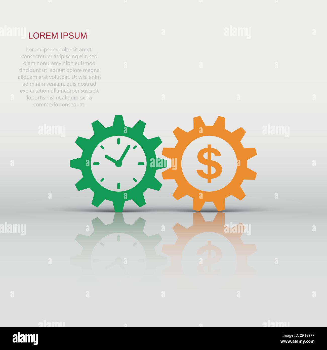 Business and finance management icon in flat style. Time is money ...