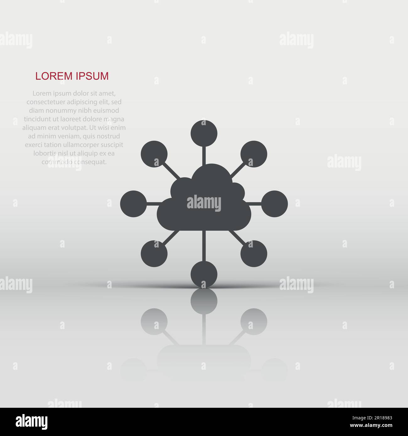 Cloud computing technology vector icon in flat style. Laptop screen on ...