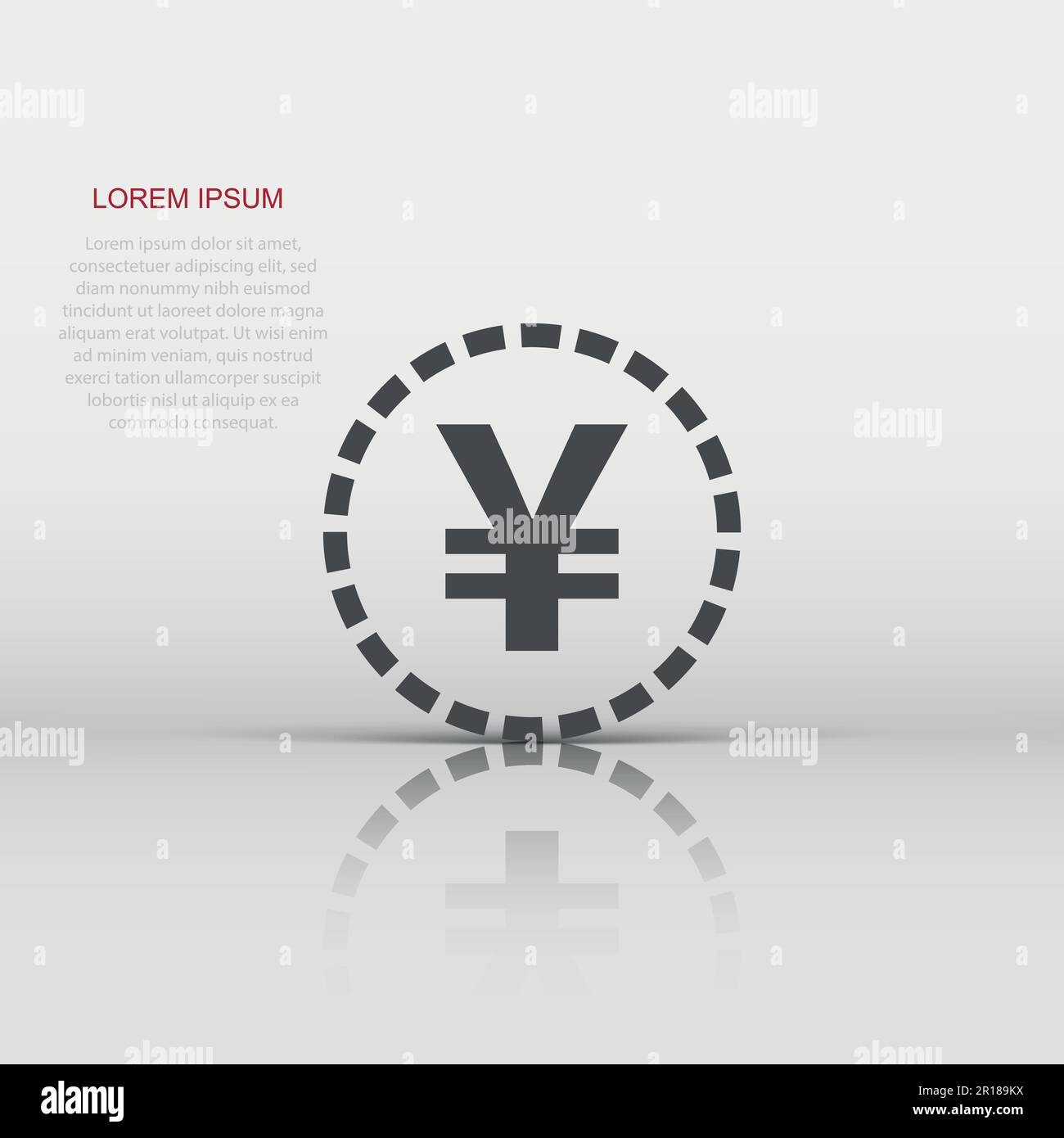 Yen, yuan money currency vector icon in flat style. Yen coin symbol illustration on white ...