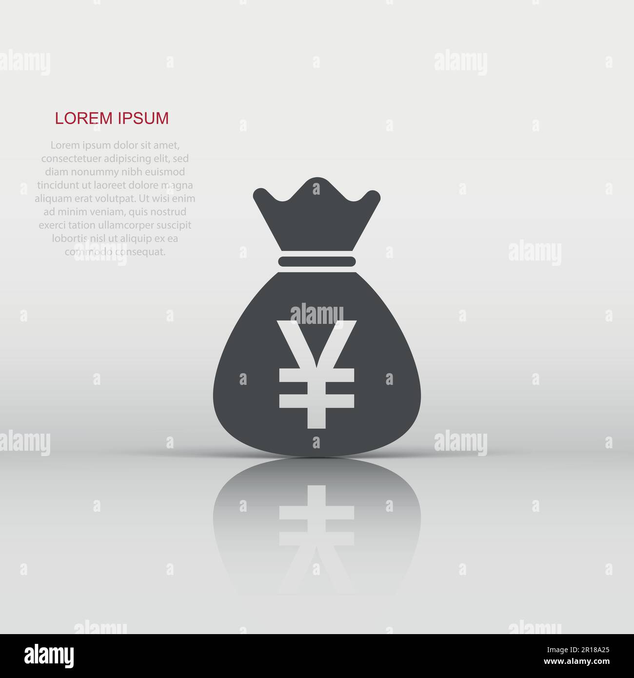 Yen, yuan bag money currency vector icon in flat style. Yen coin sack ...