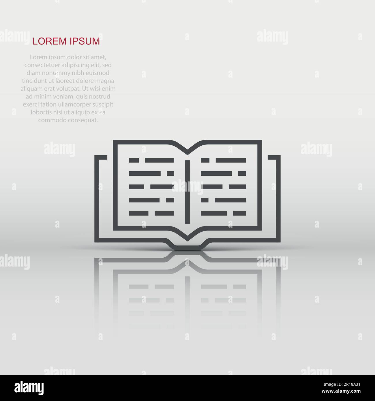 Open book icon in flat style. Text book illustration on white isolated ...