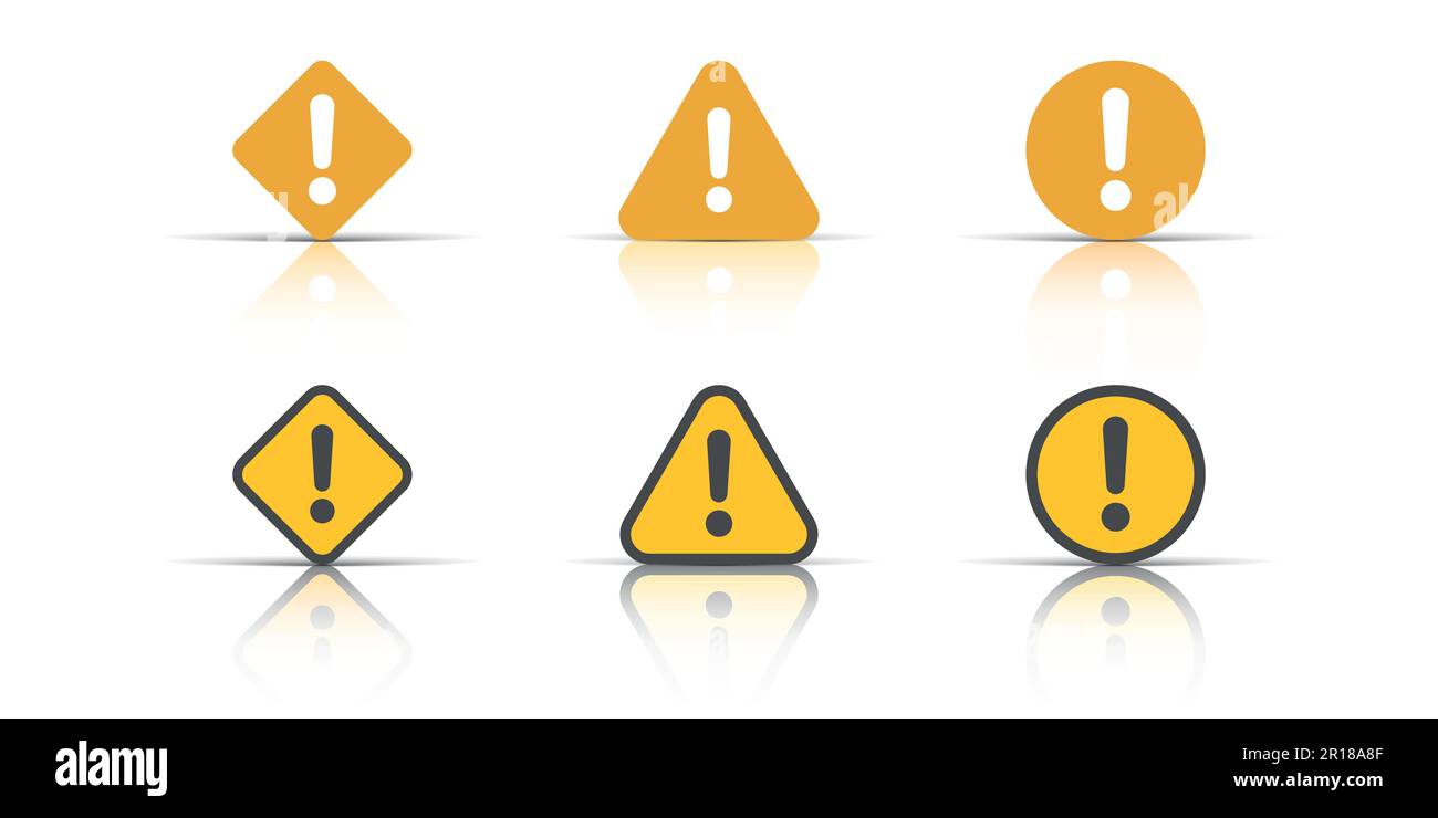 Exclamation mark icons set in flat style. Danger alarm vector ...