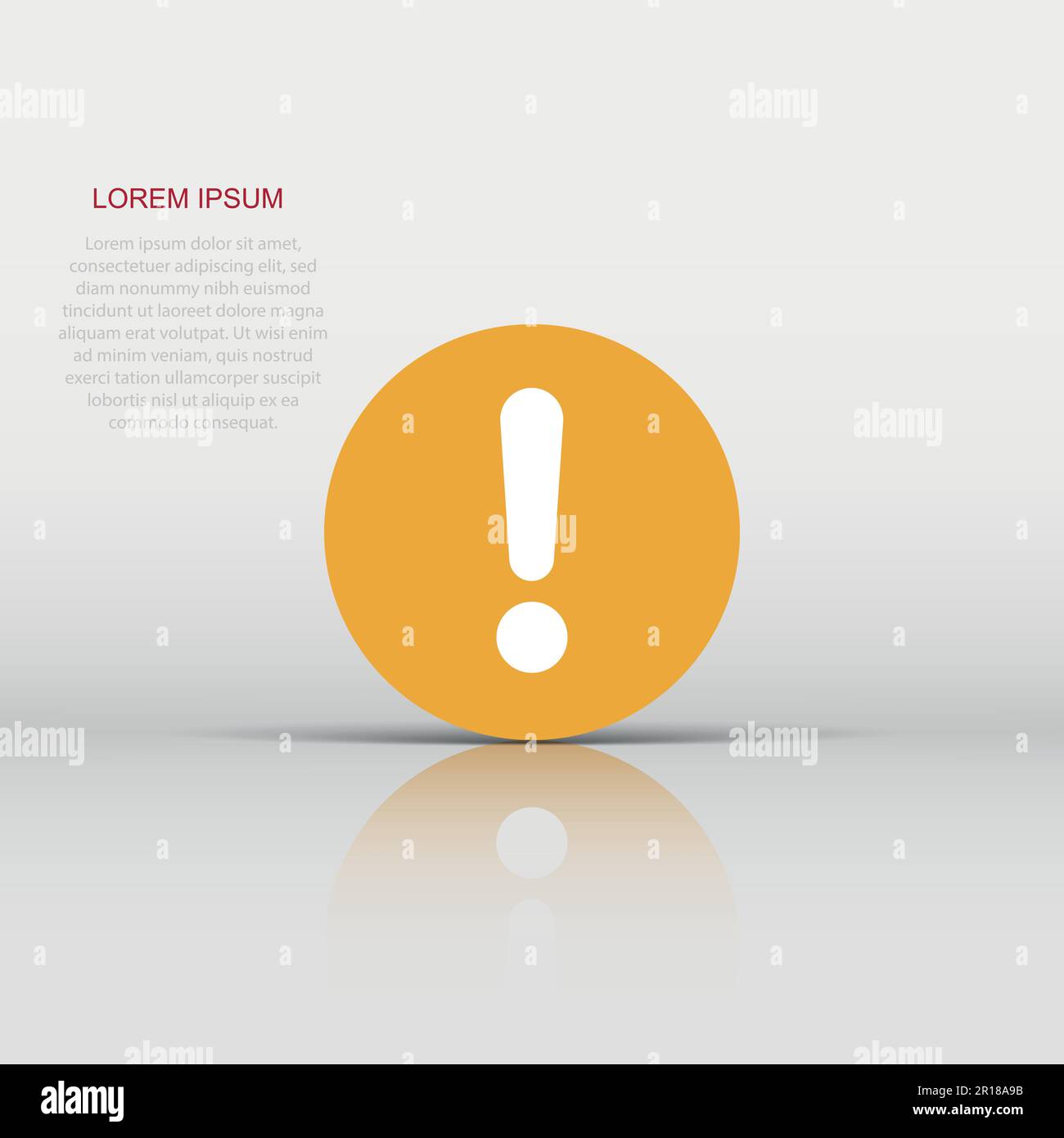 Exclamation mark icon in flat style. Danger alarm vector illustration ...