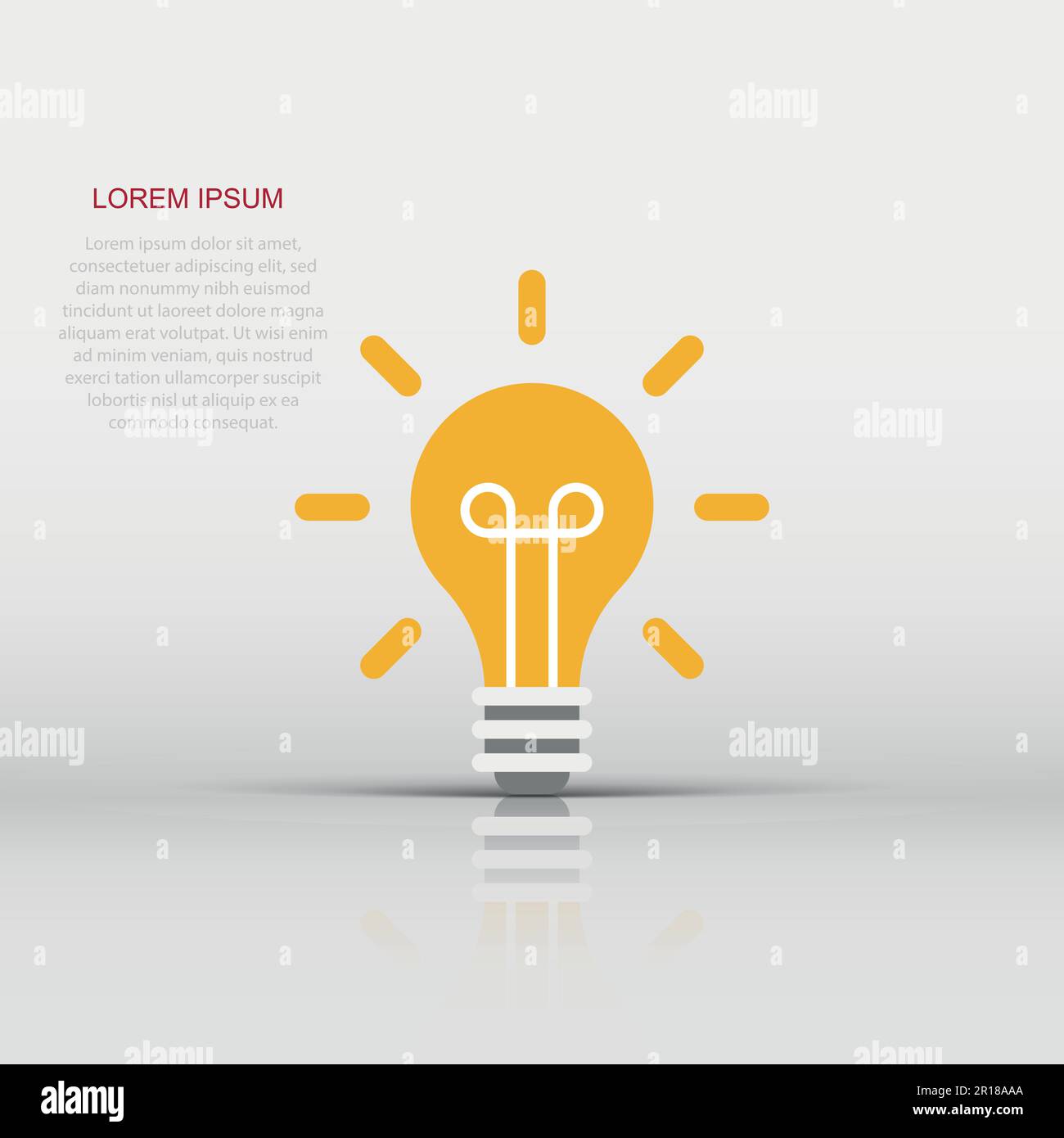 Light bulb icon in flat style. Lightbulb vector illustration on white isolated background. Lamp ...