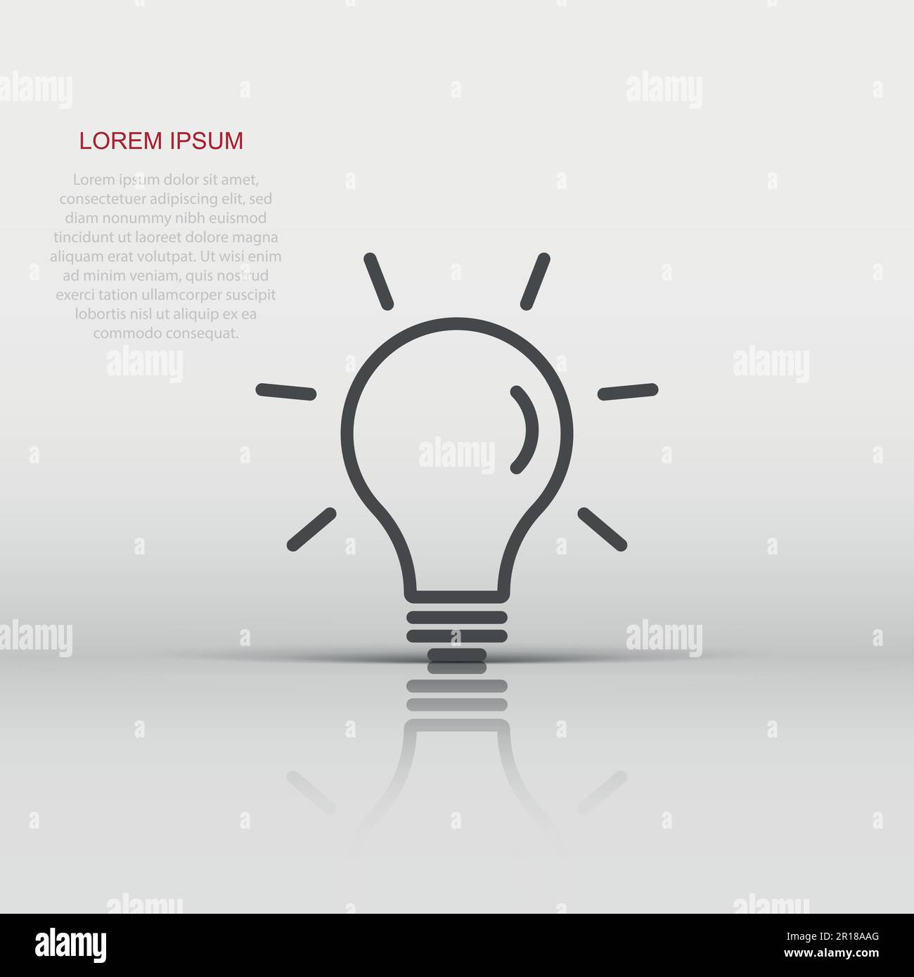 Light bulb icon in flat style. Lightbulb vector illustration on white isolated background. Lamp ...